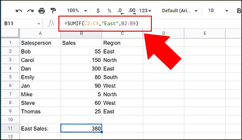 Hướng dẫn sử dụng hàm SUM để tính tổng trong Google Sheets